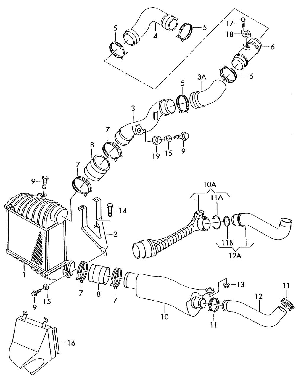 AUDI A3 VW Golf Bora SEAT Leon Toledo SKODA Octavia turbócső 1.9D ...